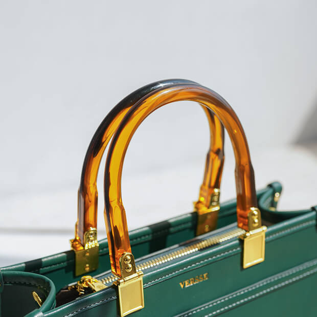 Popular amber handle designer leather handbag – VERSSE