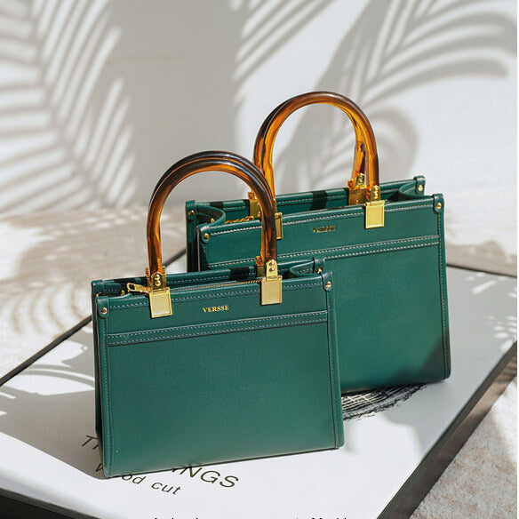 Popular amber handle designer leather handbag – VERSSE